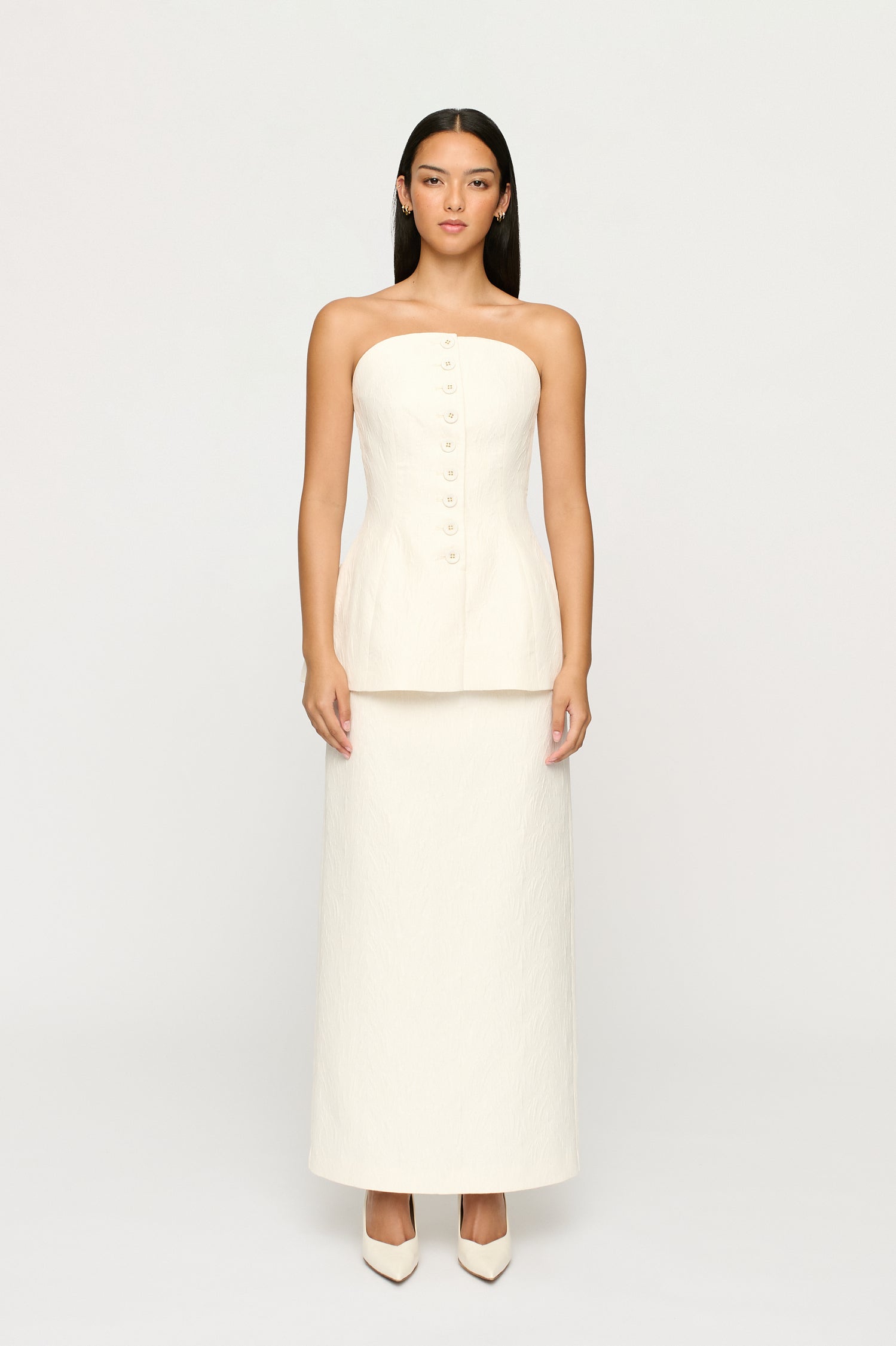 Albedo Top | Vanilla Jacquard | Off White Textured | Clea Galerie